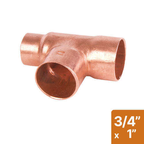 Tee Cobre Reducida 3/4" x 3/4" x 1" - Tul
