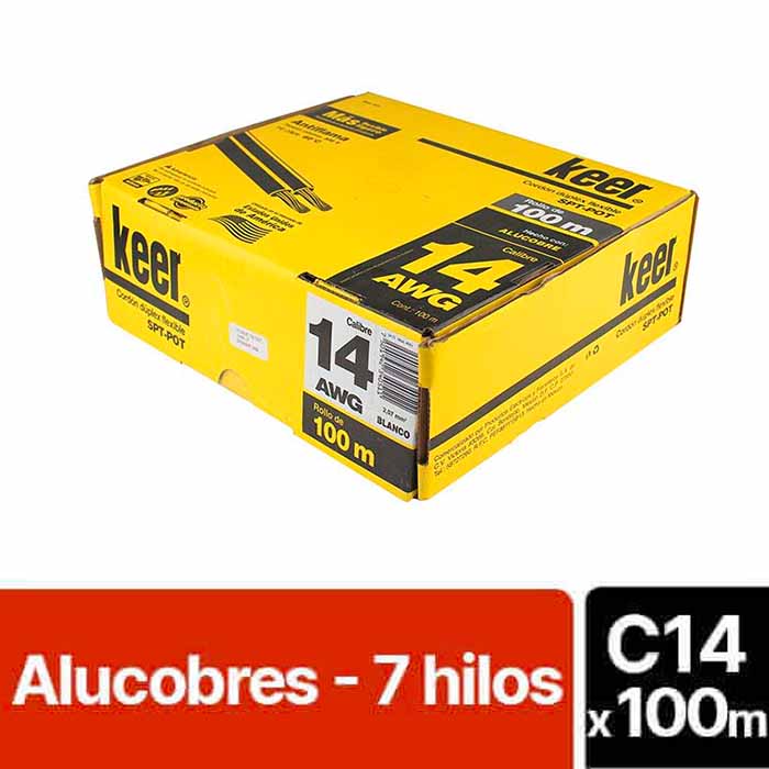 Cable POT cal 14 color blanco 4051 - Tul